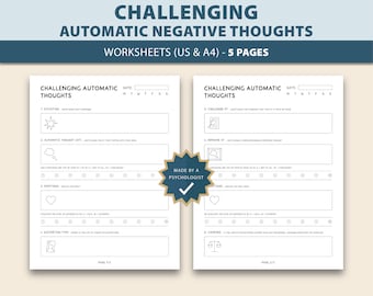 Challenge Automatic Negative Thoughts, Thinking Traps Worksheet ...