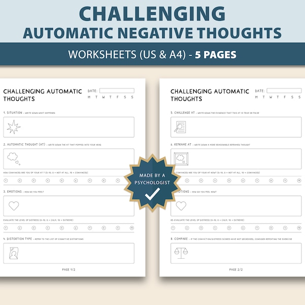 Cbt Thought Record Kids - Etsy