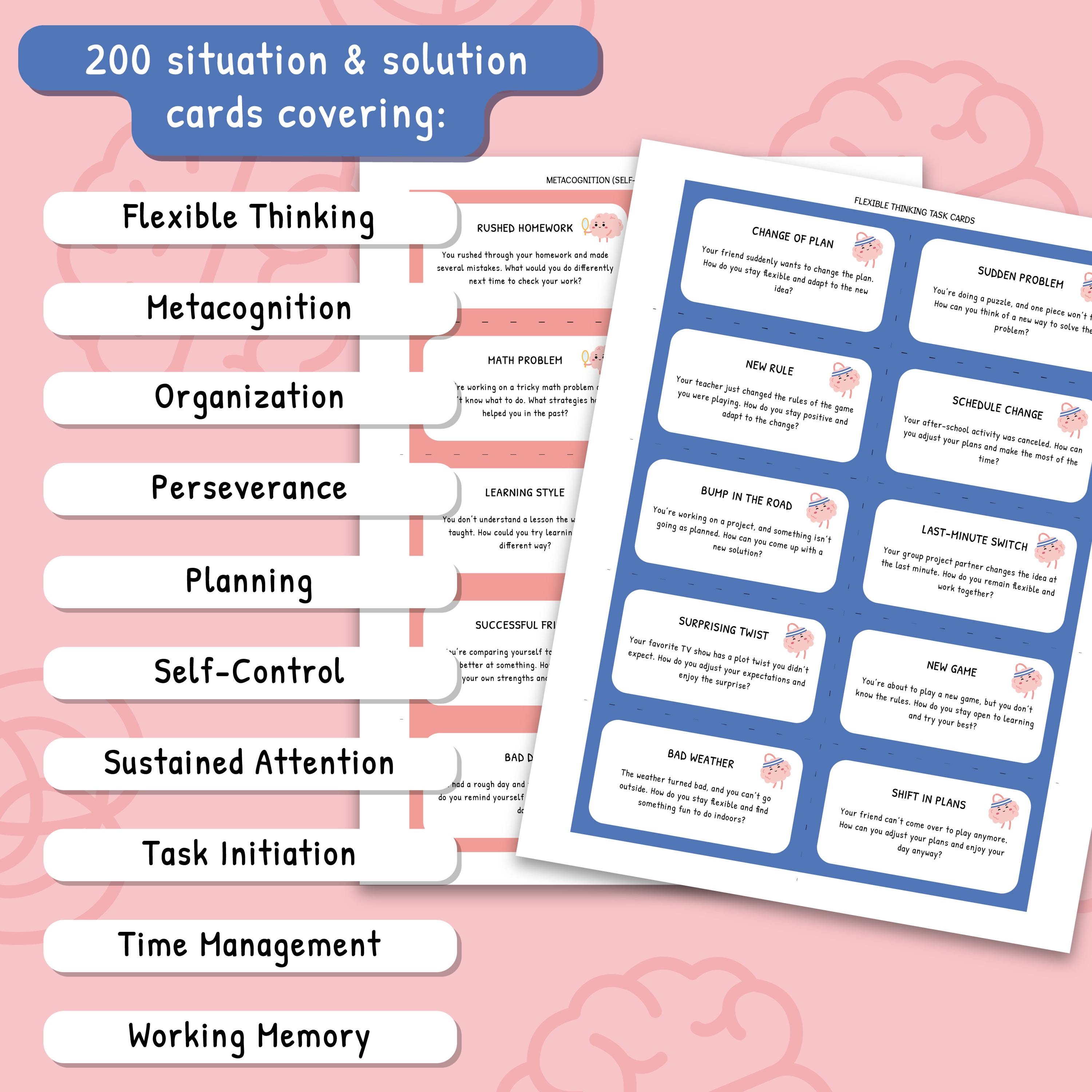 Executive Functioning Skills Task Cards, 200 Cards, ADHD Life Skills ...