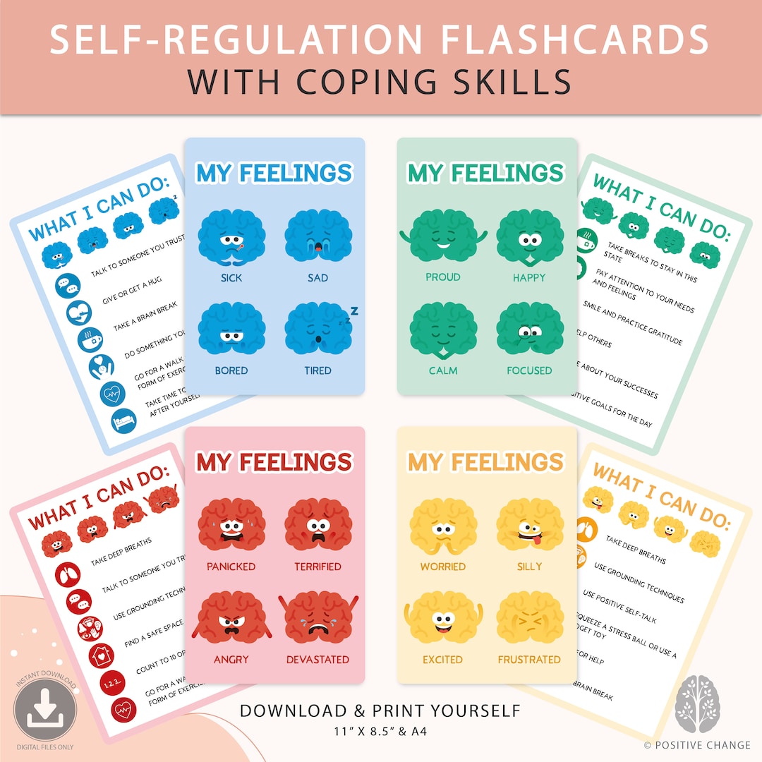 Self-regulation Flashcards With Coping Strategies Zones of - Etsy UK