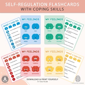 Self-regulation Flashcards With Coping Strategies Zones of - Etsy UK