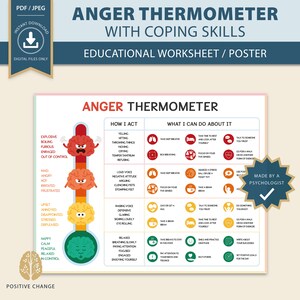 Anger Management 18 Printable Pages, Coping Skills Bundle, CBT ...