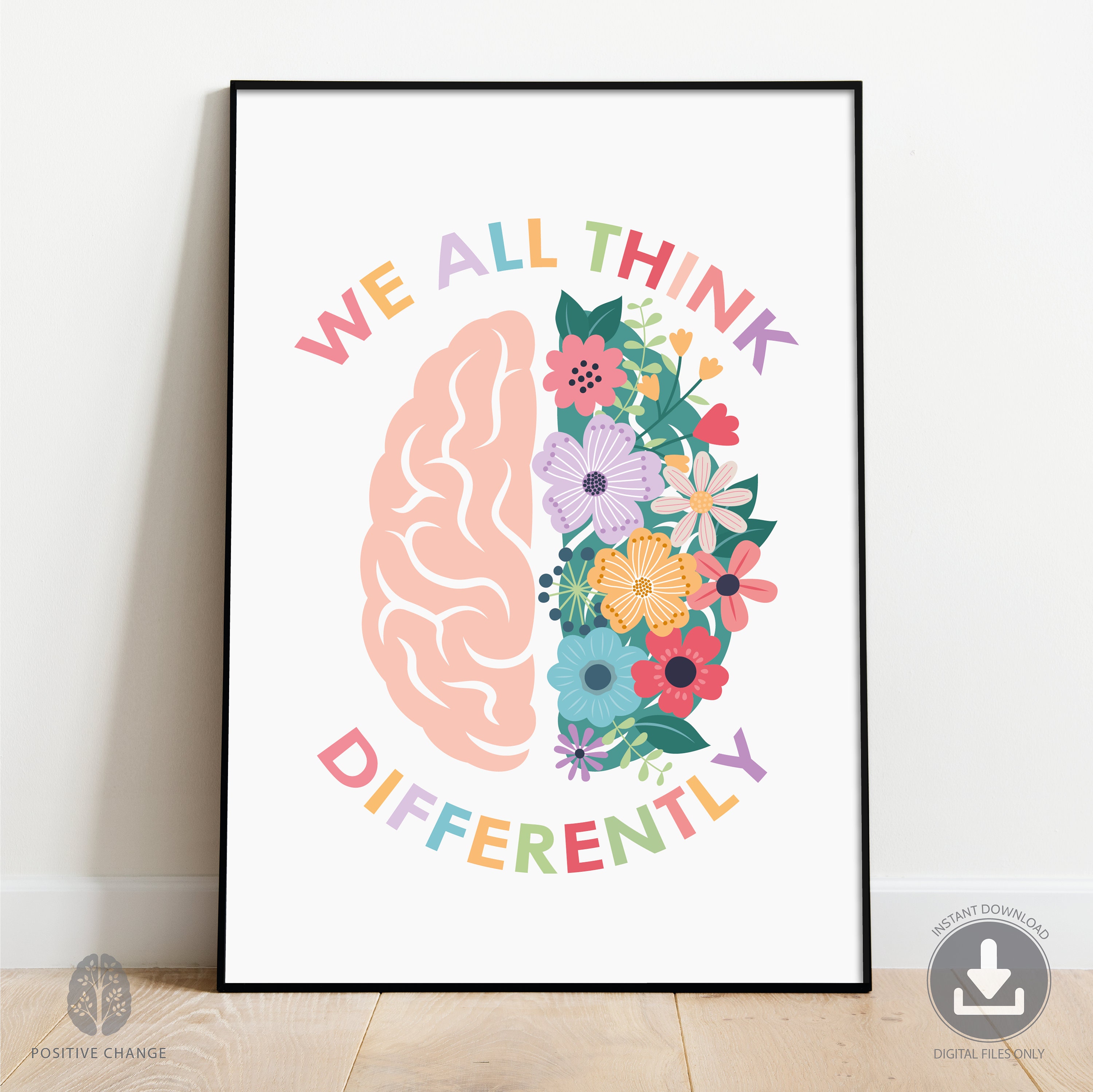 Neurodiversity Brain Poster, We All Think Differently, Neurodivergent ...