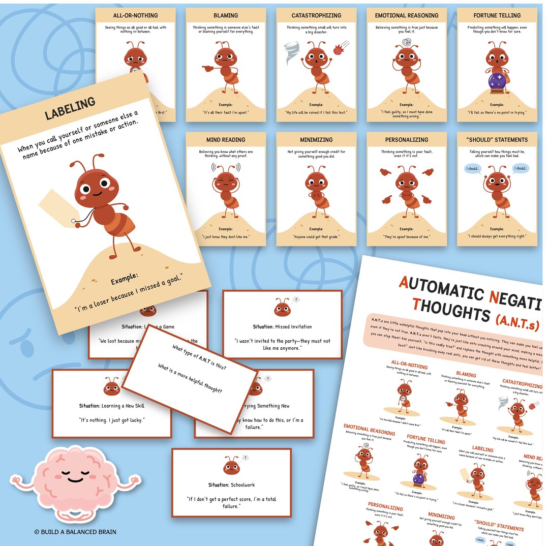 Ants Automatic Negative Thoughts, Thinking Traps Cards, Cognitive ...