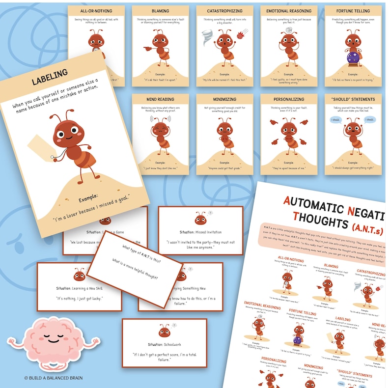 Ants Automatic Negative Thoughts, Thinking Traps Cards, Cognitive ...