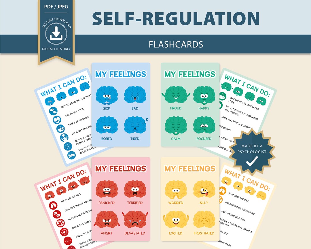 Self-regulation Flashcards With Coping Strategies, Zones of Regulation ...