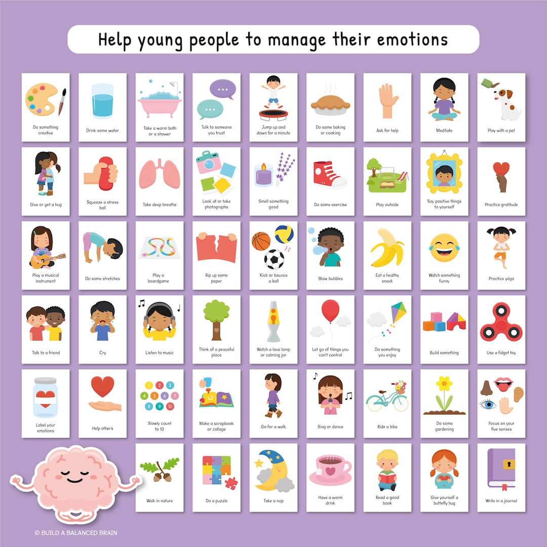 52 Coping Skills Cards, Emotional Regulation, Calm Corner, Zones of ...