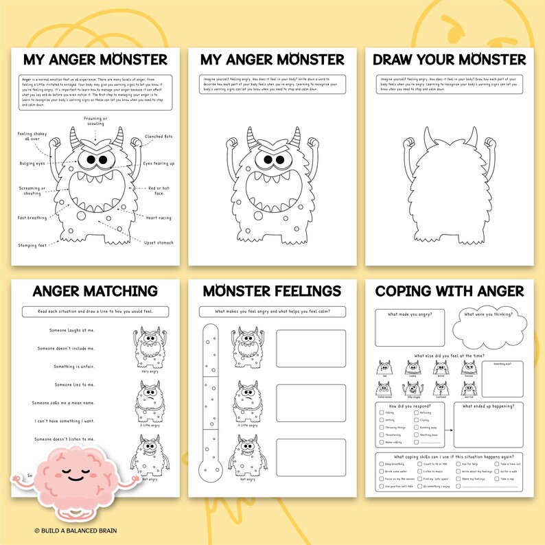 My Anger Monster, Working Through Anger Worksheets, Emotional ...