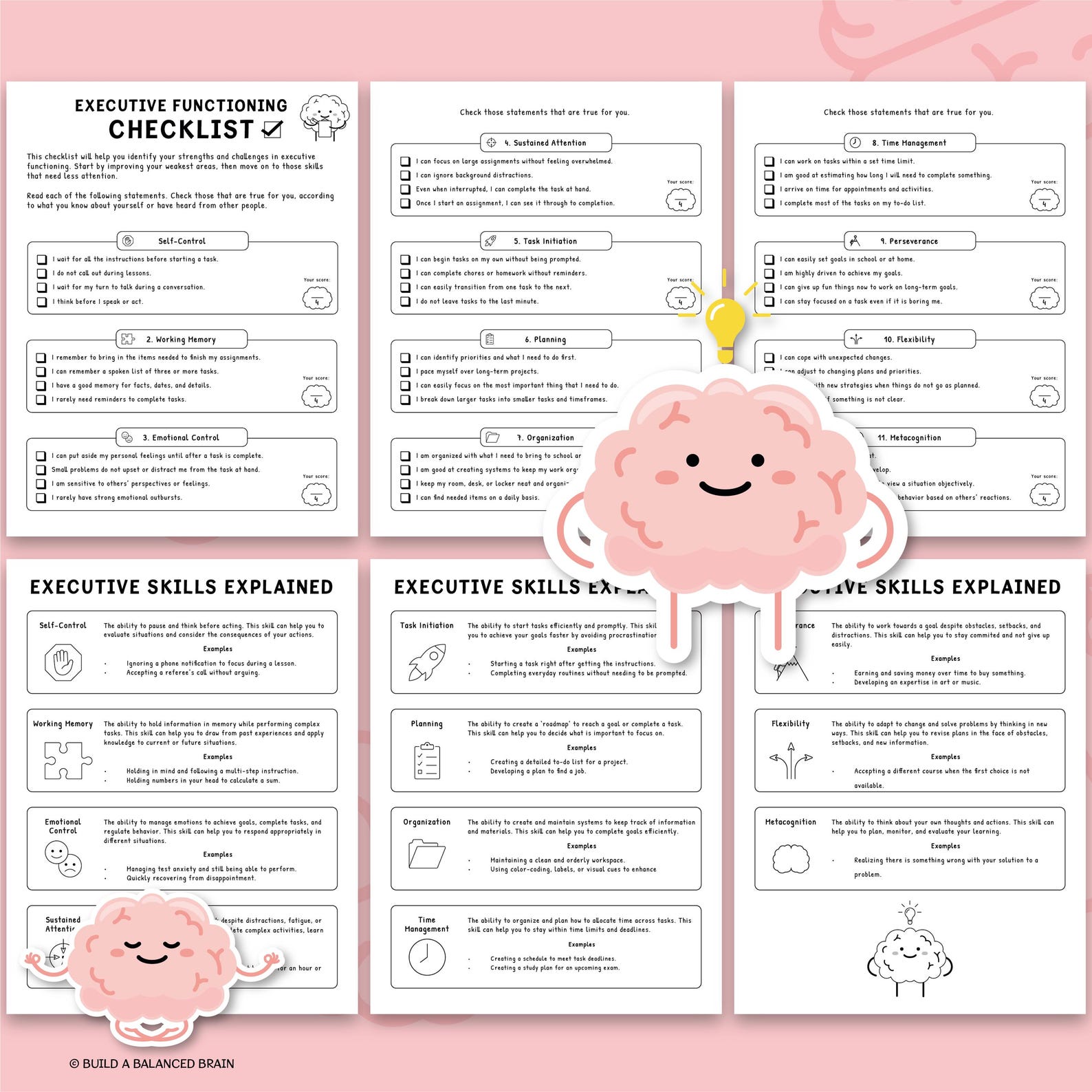 Executive Functioning Skills Cheat Sheet, Executive Function Checklist ...