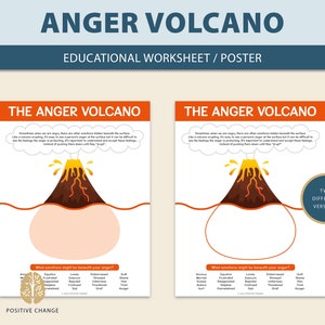 Anger Volcano Worksheet, Anger Fillable Worksheet, Emotional Self ...