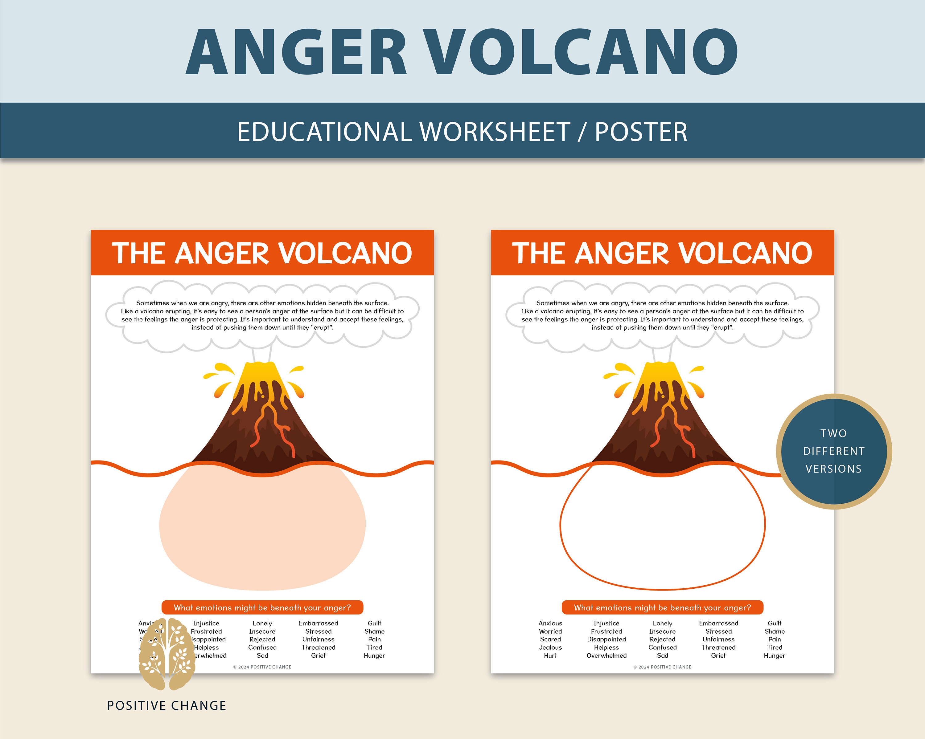 Anger Volcano Worksheet, Anger Fillable Worksheet, Emotional Self ...