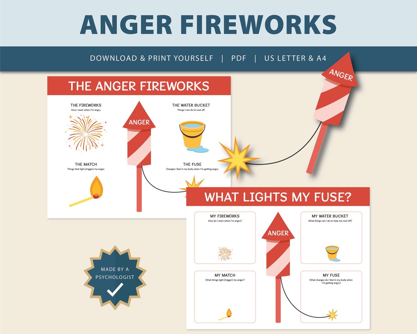 Anger Management 18 Printable Pages, Coping Skills Bundle, CBT ...