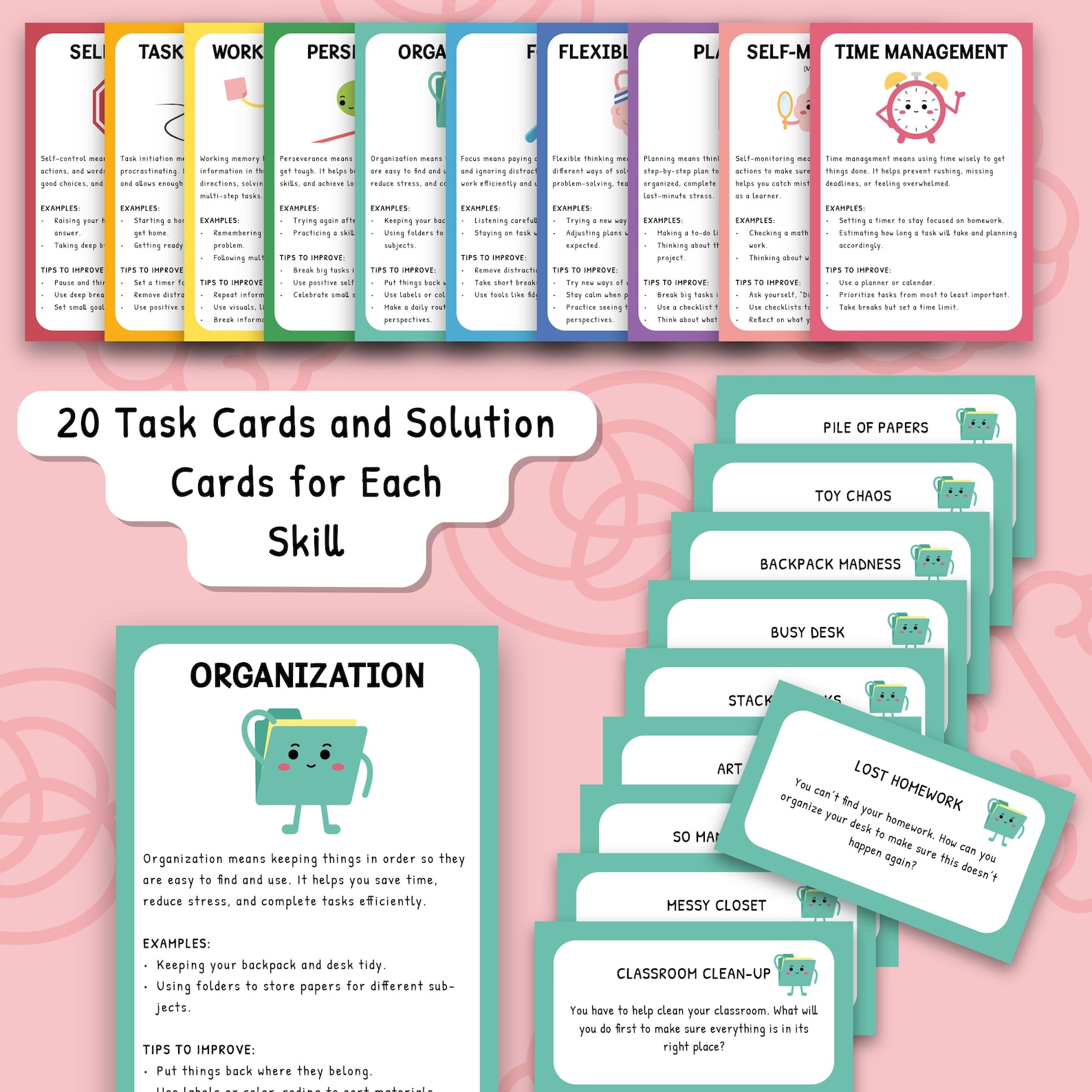 Executive Functioning Skills Task Cards, 200 Cards, ADHD Life Skills ...