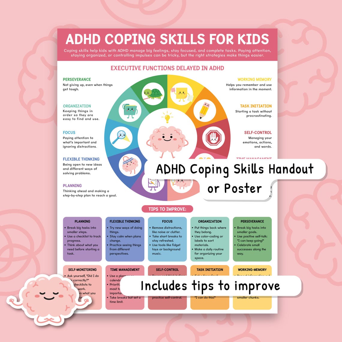 ADHD Bundle, Executive Functioning for Kids, Therapy Worksheets, SEL ...