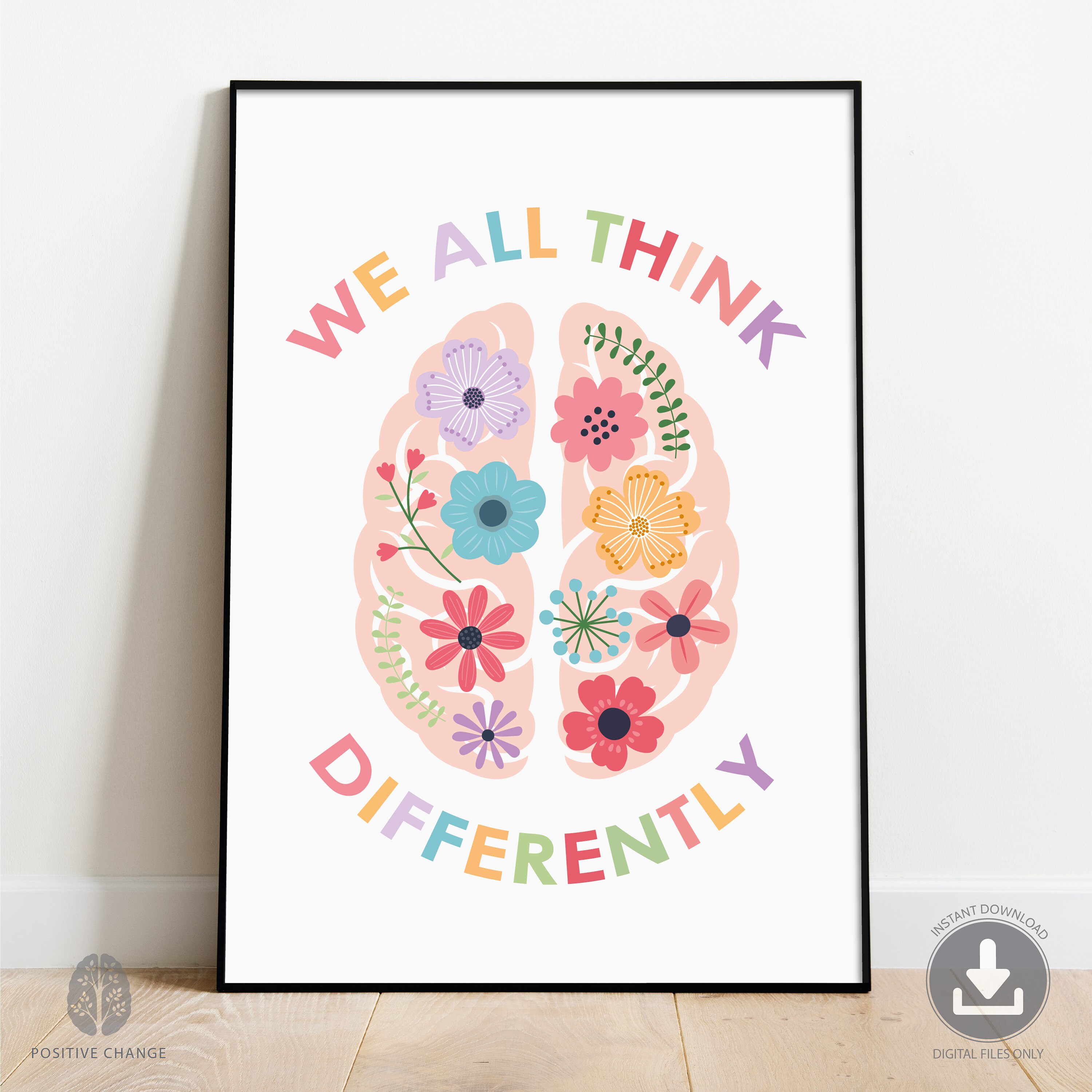 Neurodiversity Brain Poster We All Think Differently - Etsy