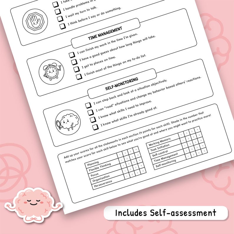 Executive Functioning Skills Cheat Sheet for Kids, Executive Function Checklist, Reference Guide ...