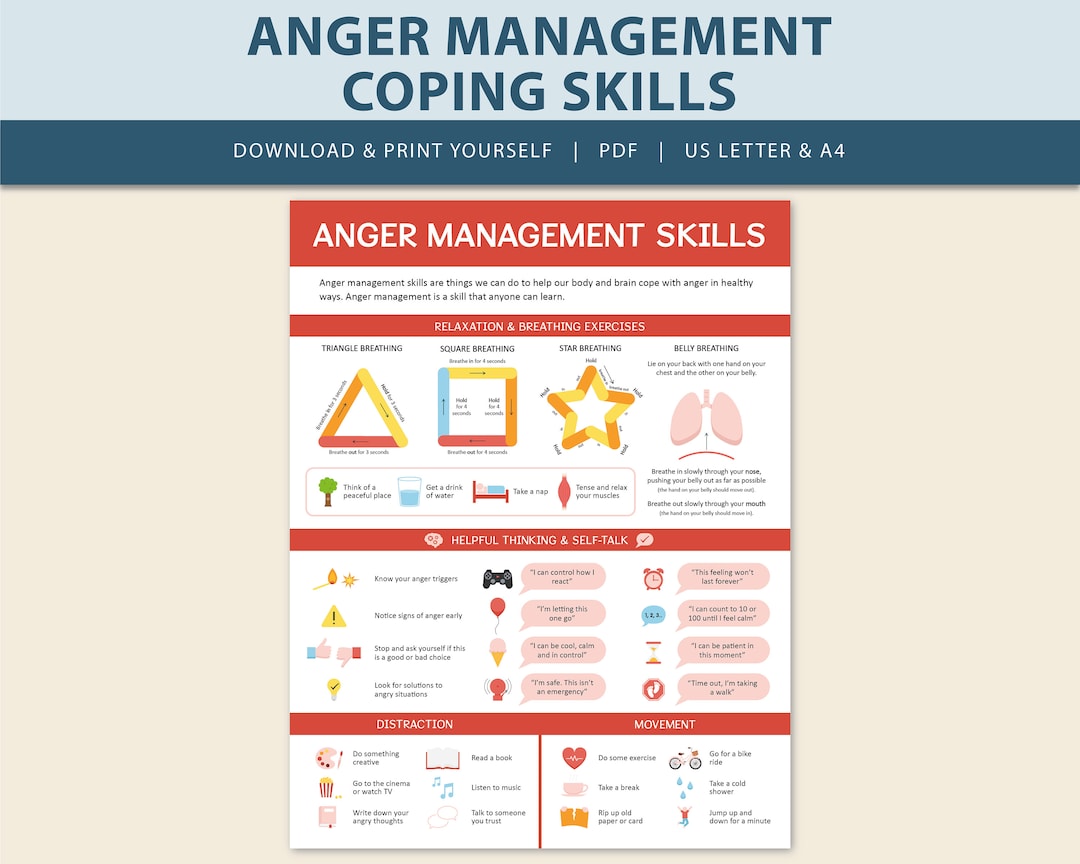 Anger Management Coping Skills, Breathing Exercises, Emotional ...