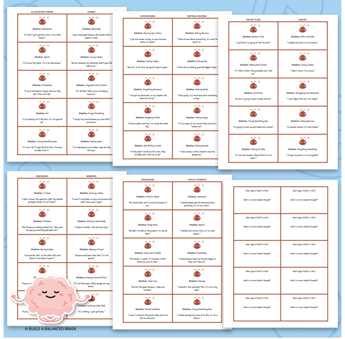 Ants Automatic Negative Thoughts, Thinking Traps Cards, Cognitive ...