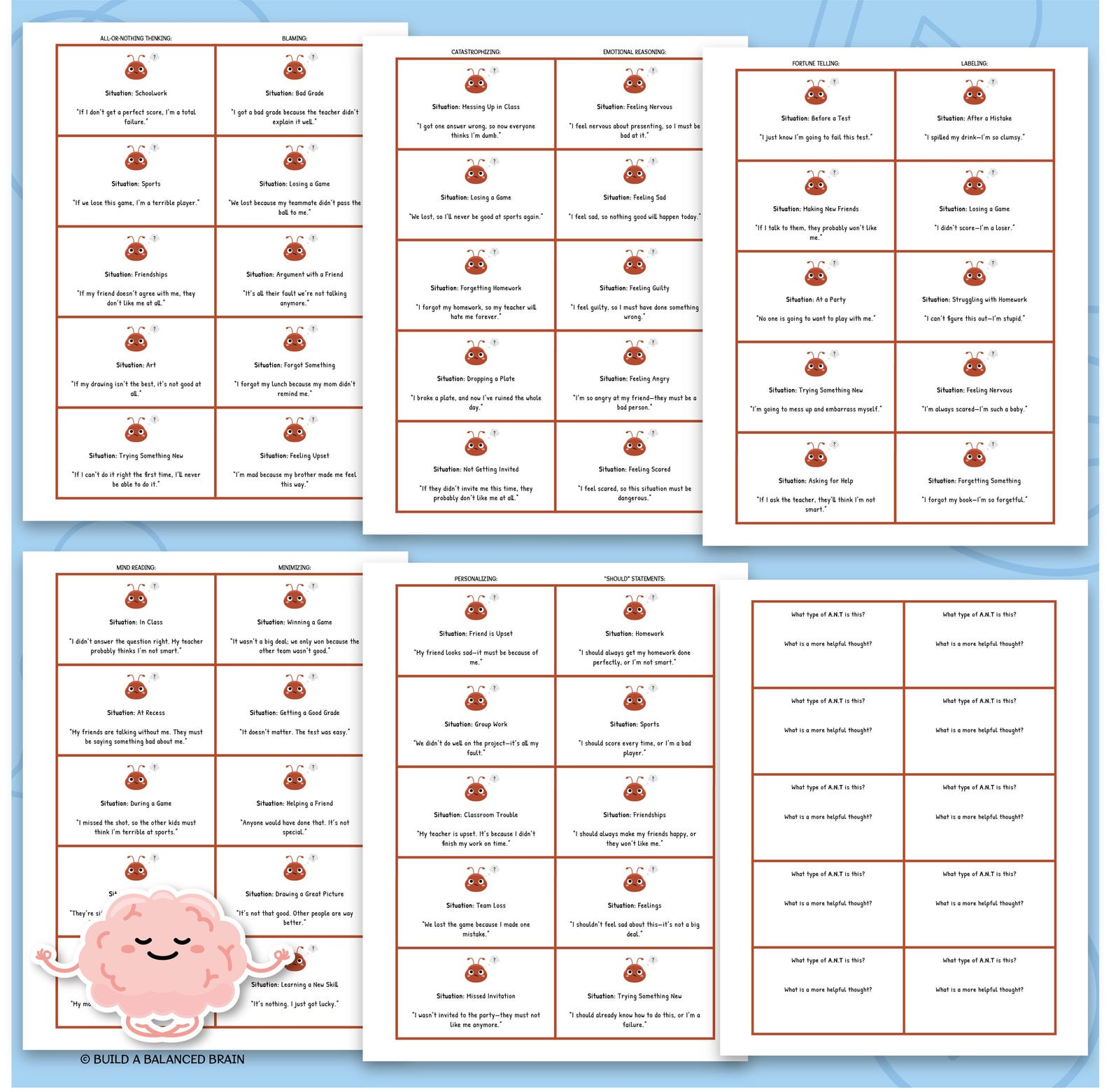 Ants Automatic Negative Thoughts, Thinking Traps Cards, Cognitive ...