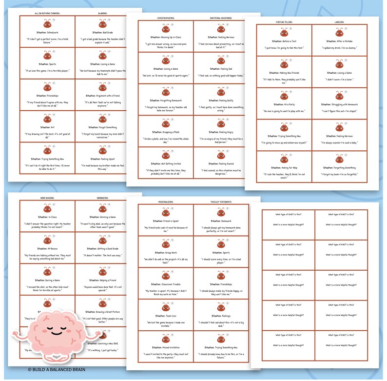 Ants Automatic Negative Thoughts, Thinking Traps Cards, Cognitive ...