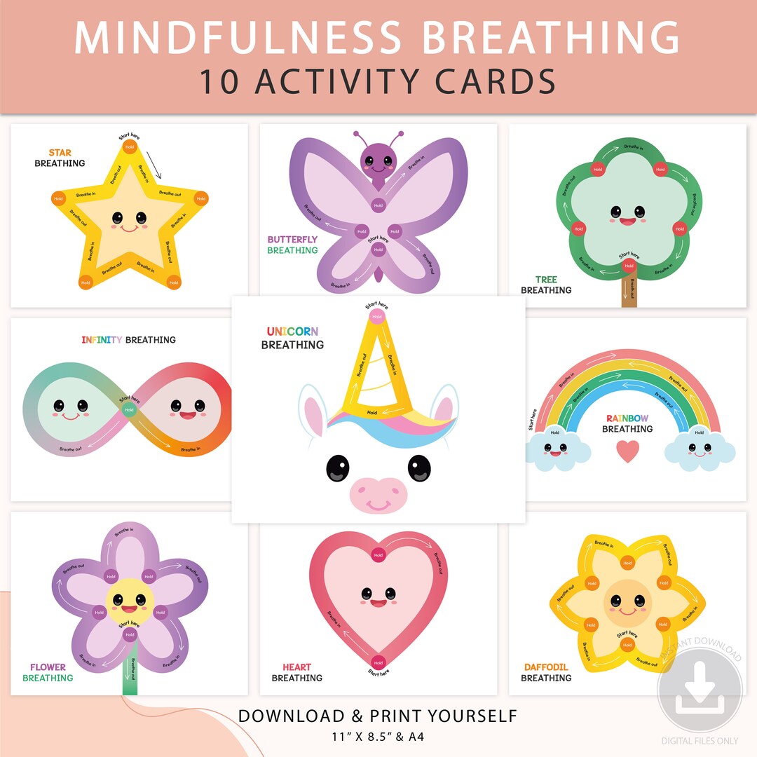 Mindfulness Breathing Activities for Kids, Finger Tracing Cards ...