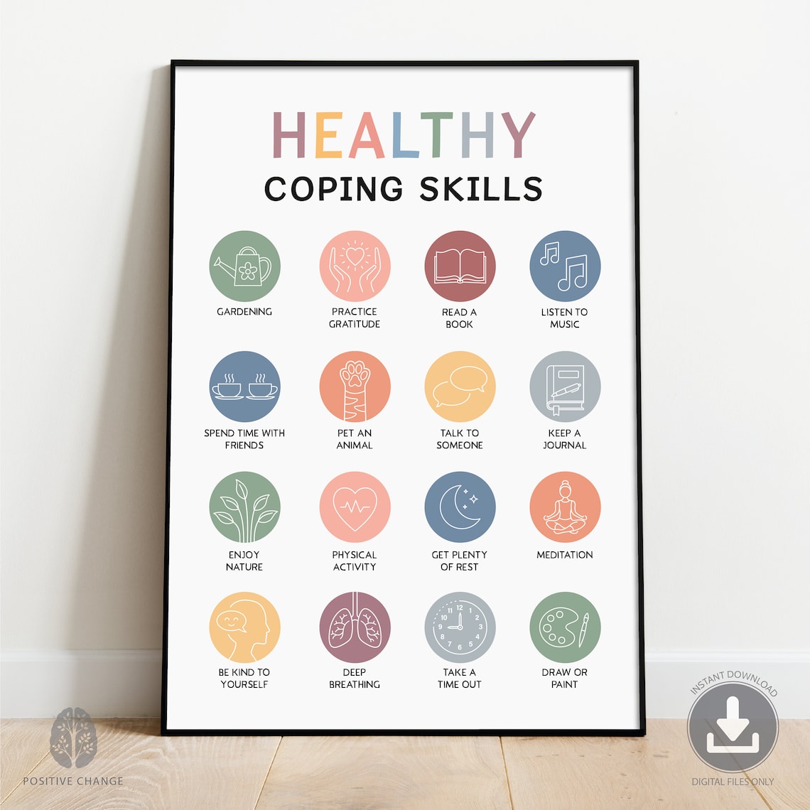 Healthy Coping Skills Poster, Mental Health Print, Anxiety Coping ...