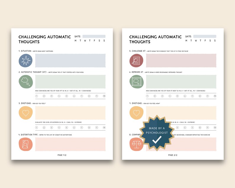 Challenge Automatic Negative Thoughts, Thinking Traps Worksheet ...