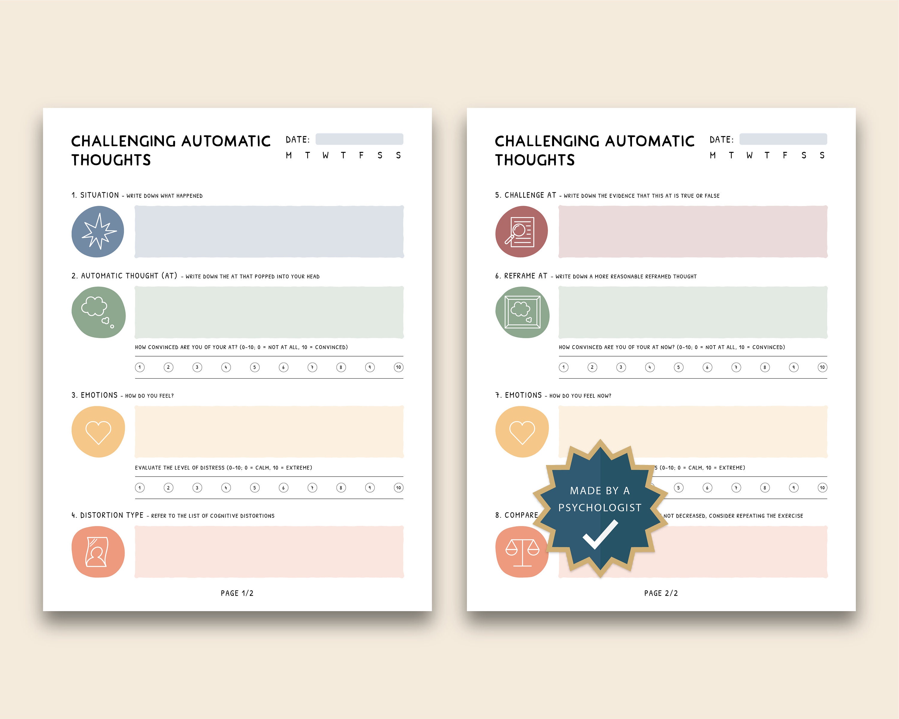 Challenge Automatic Negative Thoughts, Thinking Traps Worksheet ...