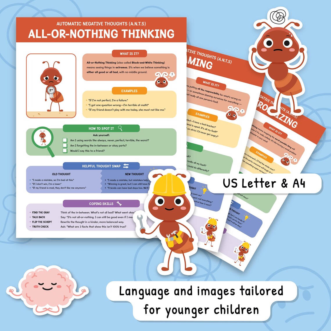 Ants Automatic Negative Thoughts, Kids Thinking Errors, Cognitive ...