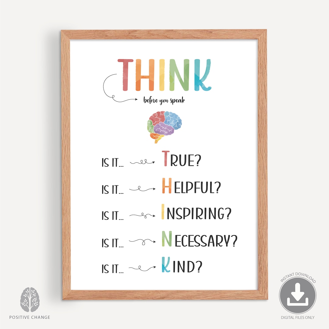 Think Before You Speak Poster, Social Emotional Learning, Classroom ...