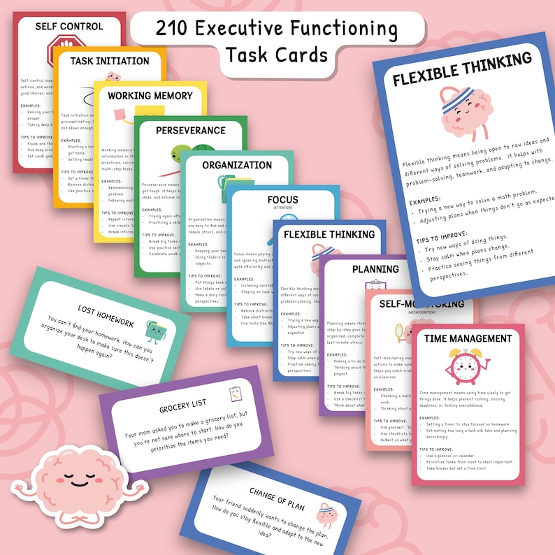 Executive Functioning Skills Task Cards, 200 Cards, ADHD Life Skills ...