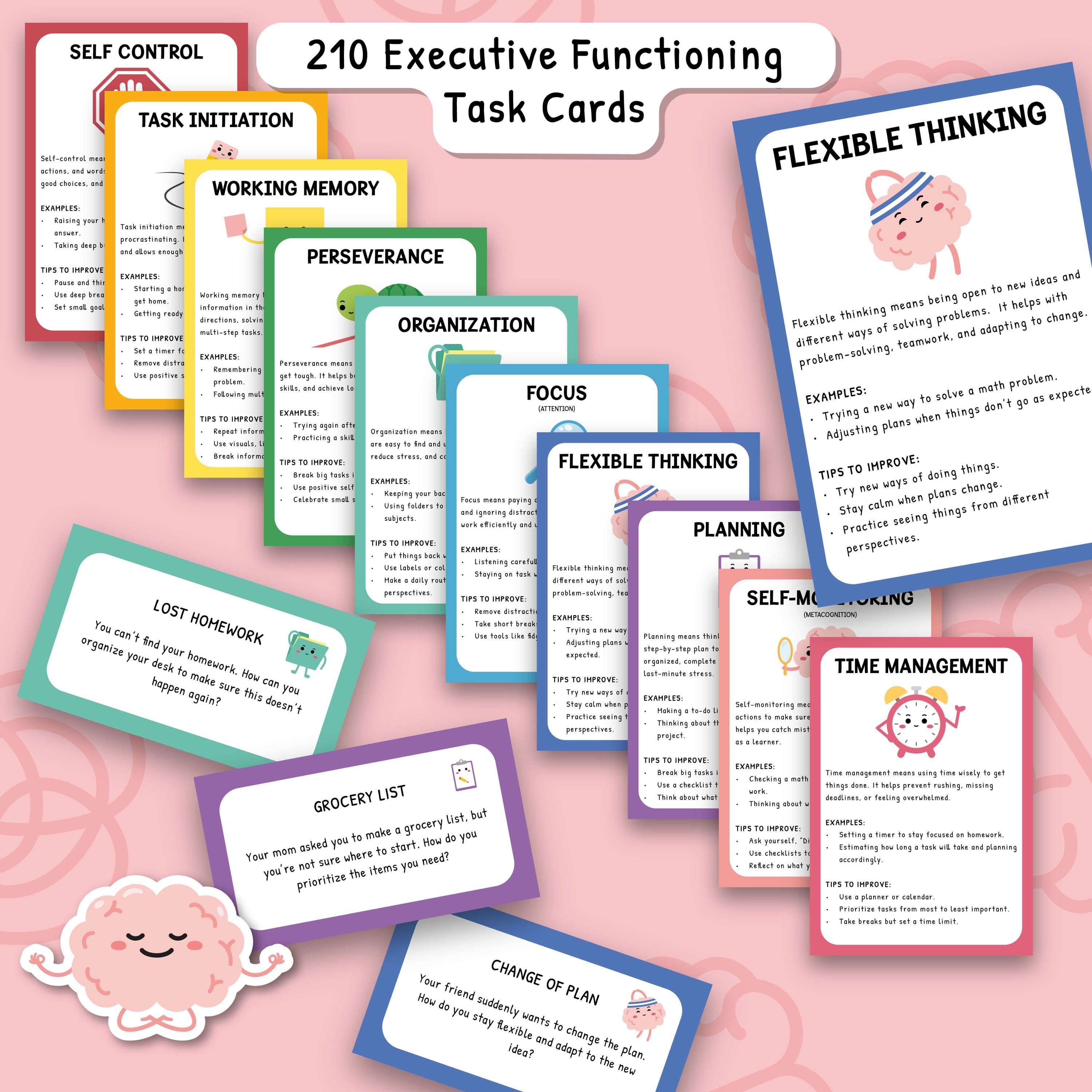 Executive Functioning Skills Task Cards, 200 Cards, ADHD Life Skills ...