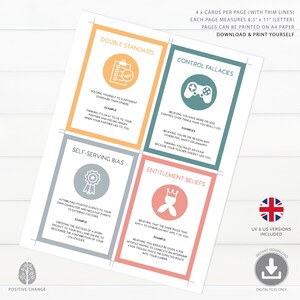 Cognitive Distortions Flash Cards, Unhelpful Thinking Cards, Thinking ...