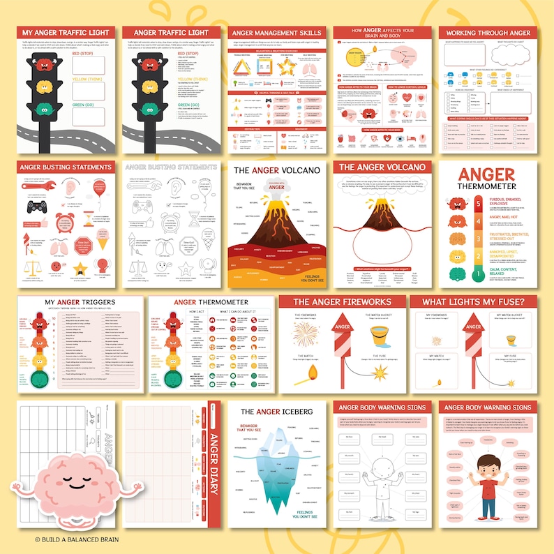 Anger Management 18 Printable Pages, Coping Skills Bundle, CBT ...