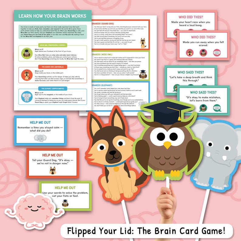 Flipped Our Lid Brain Card Game, Emotional Regulation, Hand Model of ...