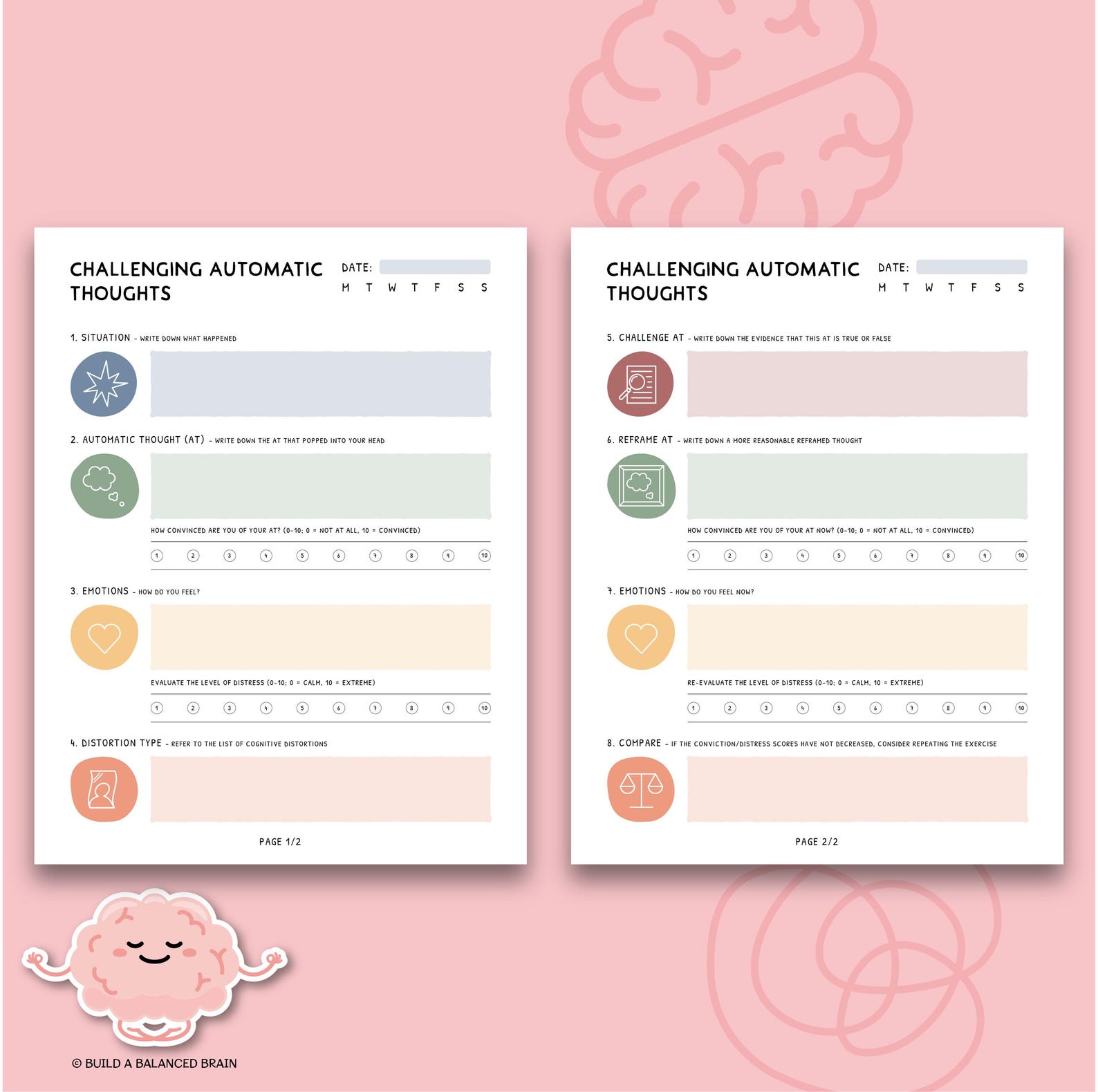 Challenge Automatic Negative Thoughts, Thinking Traps Worksheet ...