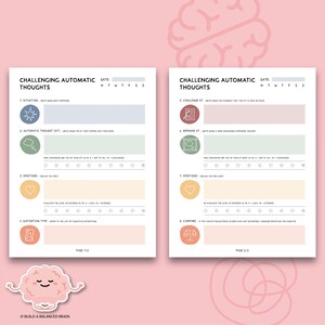 Challenge Automatic Negative Thoughts, Thinking Traps Worksheet, Cognitive Distortions, CBT ...