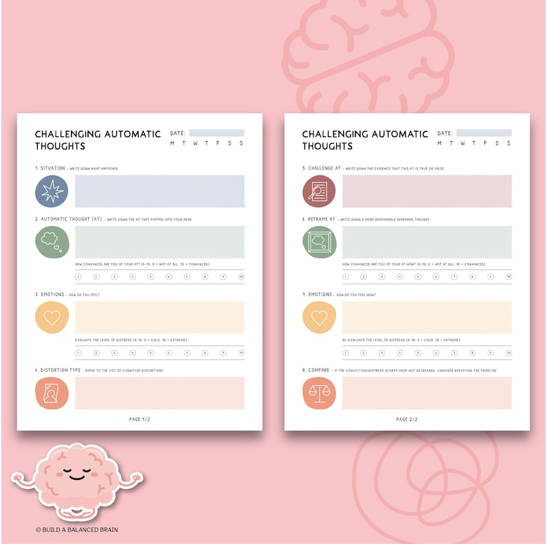 Challenge Automatic Negative Thoughts, Thinking Traps Worksheet ...