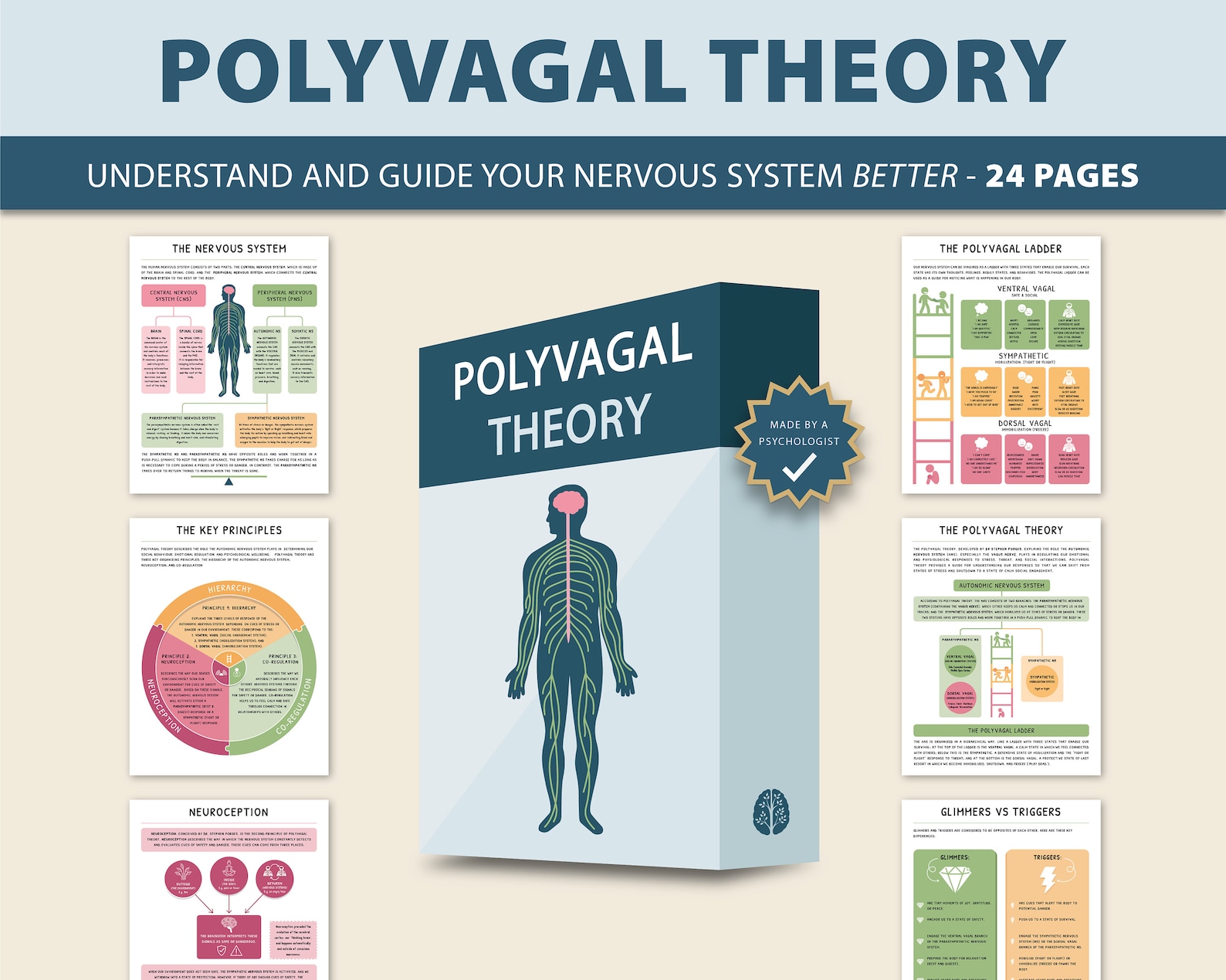 Nervous System Regulation Workbook, Polyvagal Theory Ladder, Vagus ...