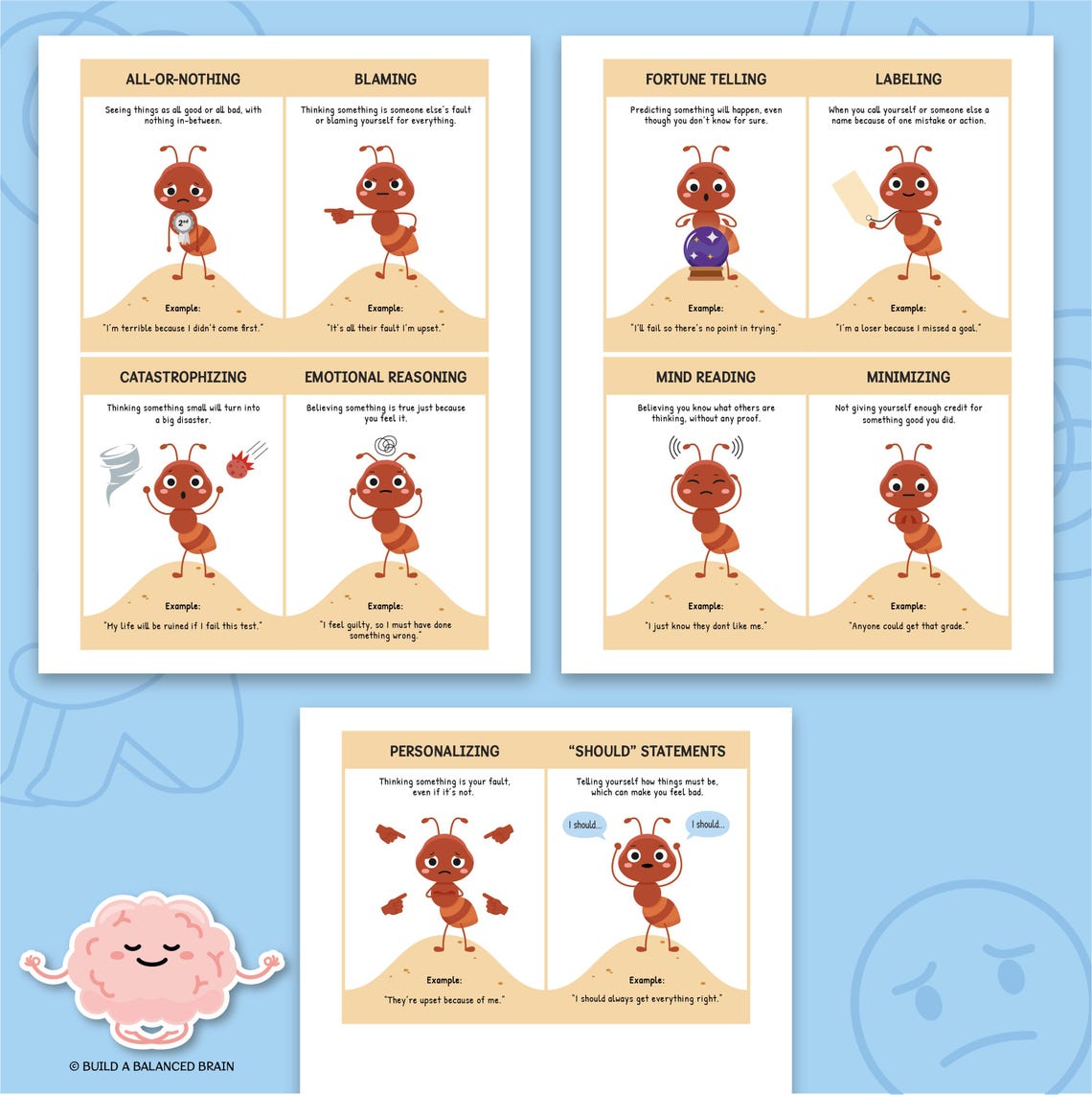 Ants Automatic Negative Thoughts, Thinking Traps Cards, Cognitive ...