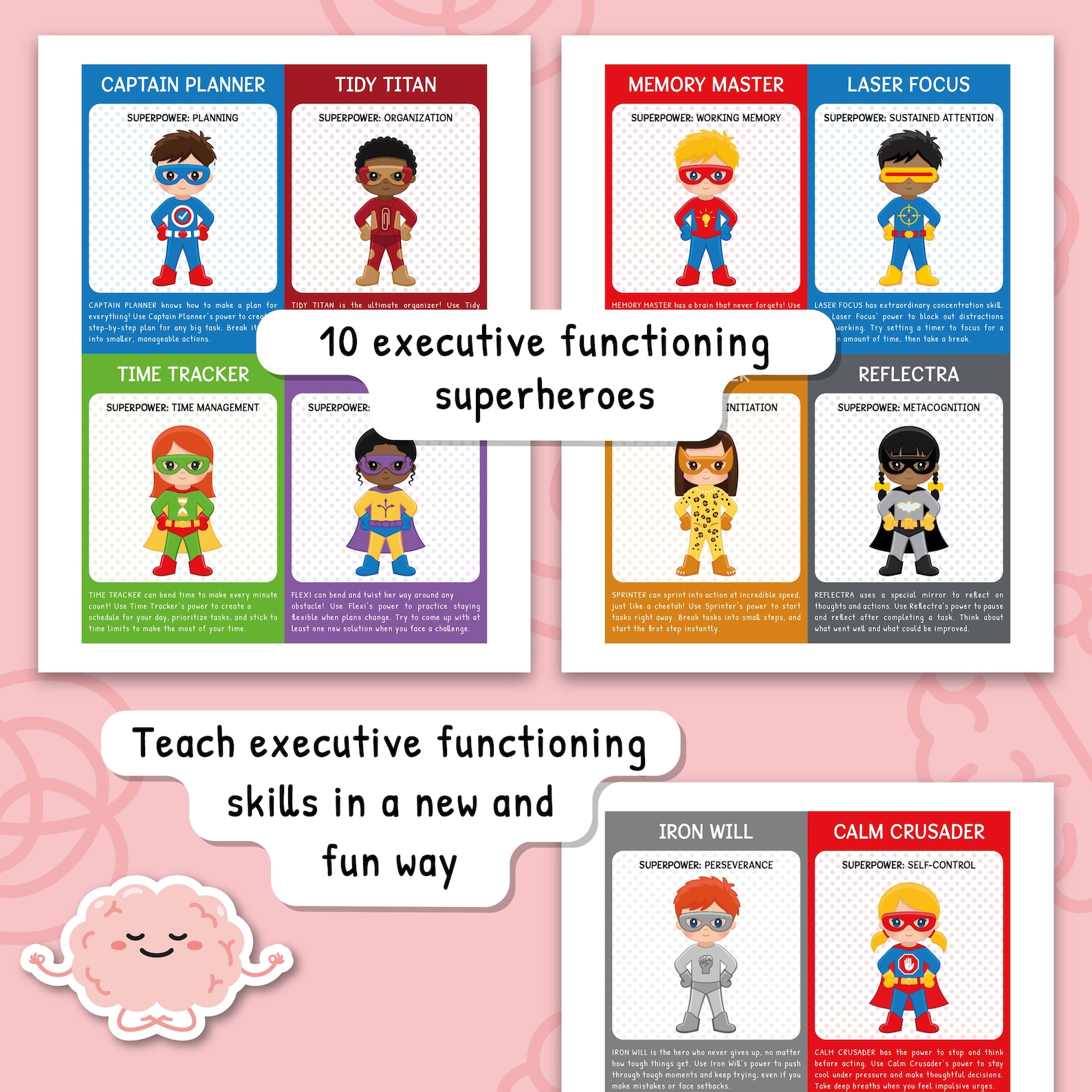 Executive Functioning Skills Cards, 200 Superhero Thinking Skills, ADHD ...