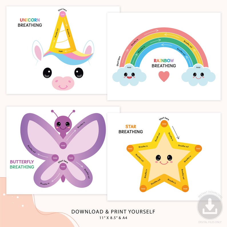 Mindfulness Breathing Activities for Kids, Finger Tracing Cards ...