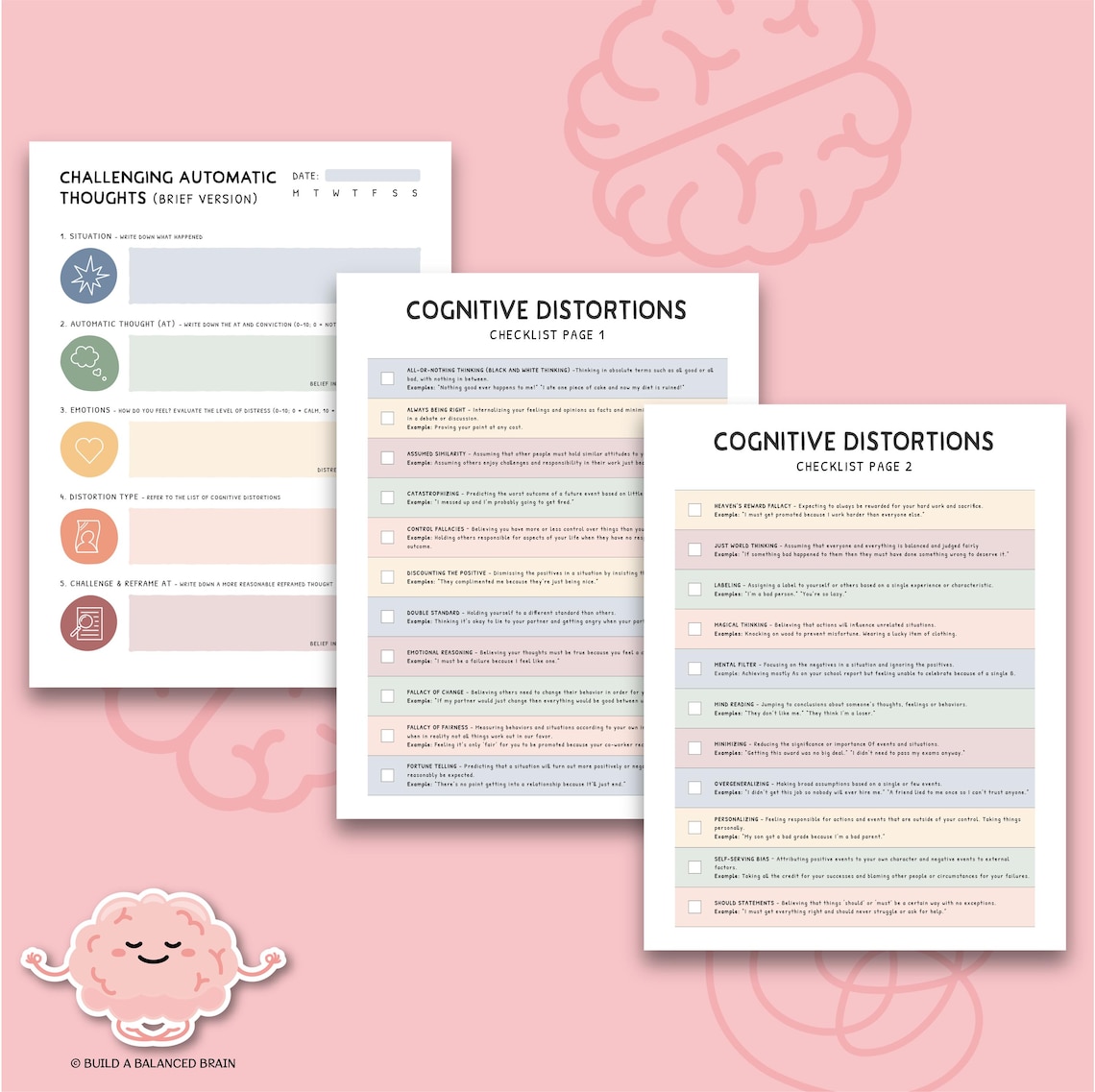 Challenge Automatic Negative Thoughts, Thinking Traps Worksheet ...