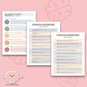 Challenge Automatic Negative Thoughts, Thinking Traps Worksheet, Cognitive Distortions, CBT ...