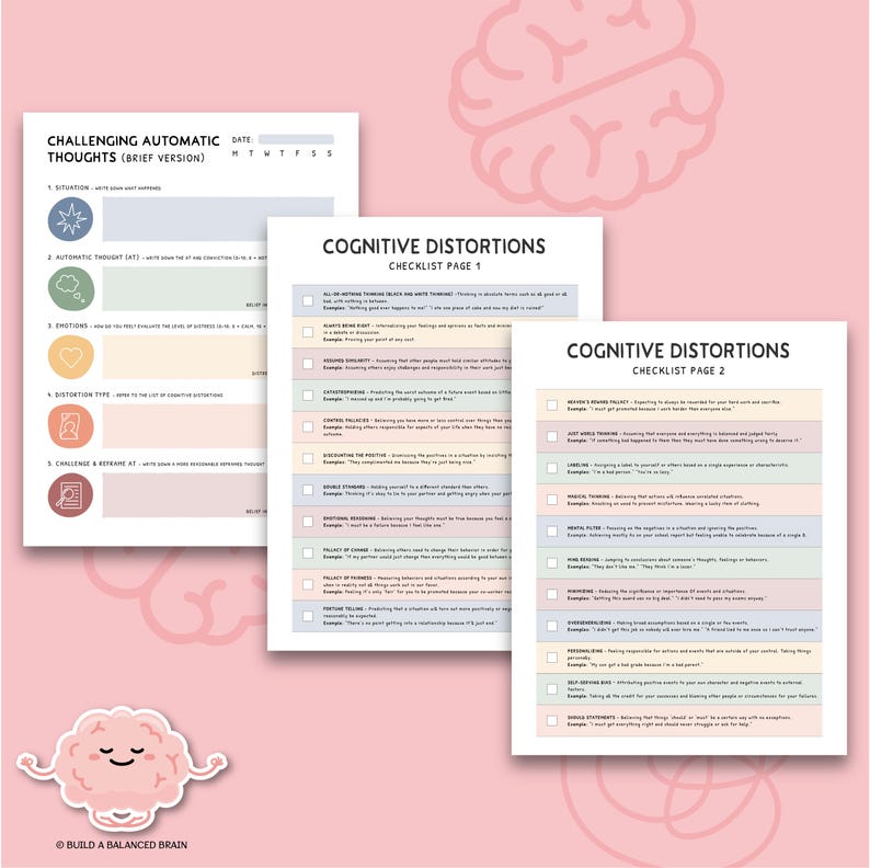 Challenge Automatic Negative Thoughts, Thinking Traps Worksheet ...