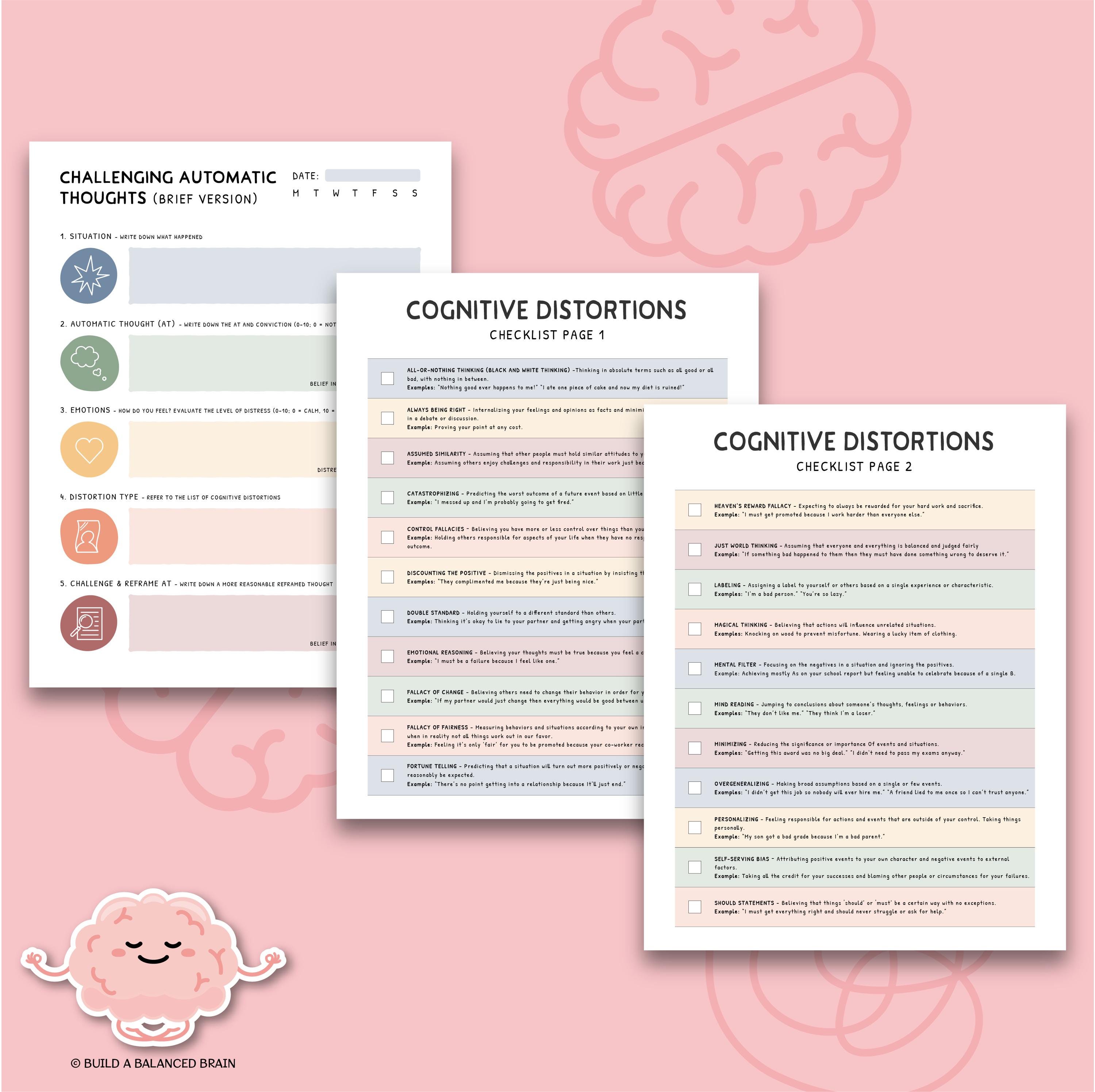 Challenge Automatic Negative Thoughts, Thinking Traps Worksheet ...