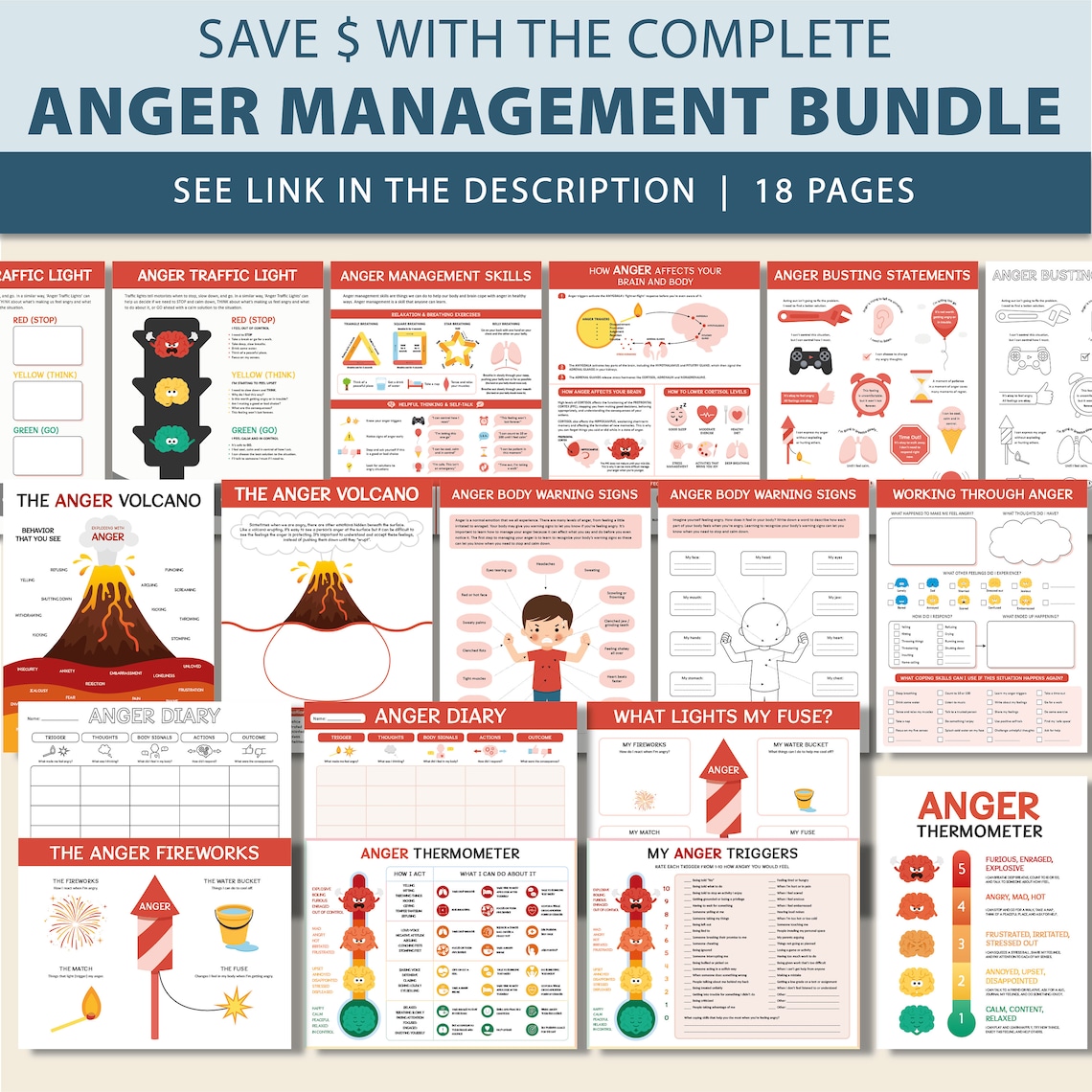 Anger Volcano Worksheet, Anger Fillable Worksheet, Emotional Self ...