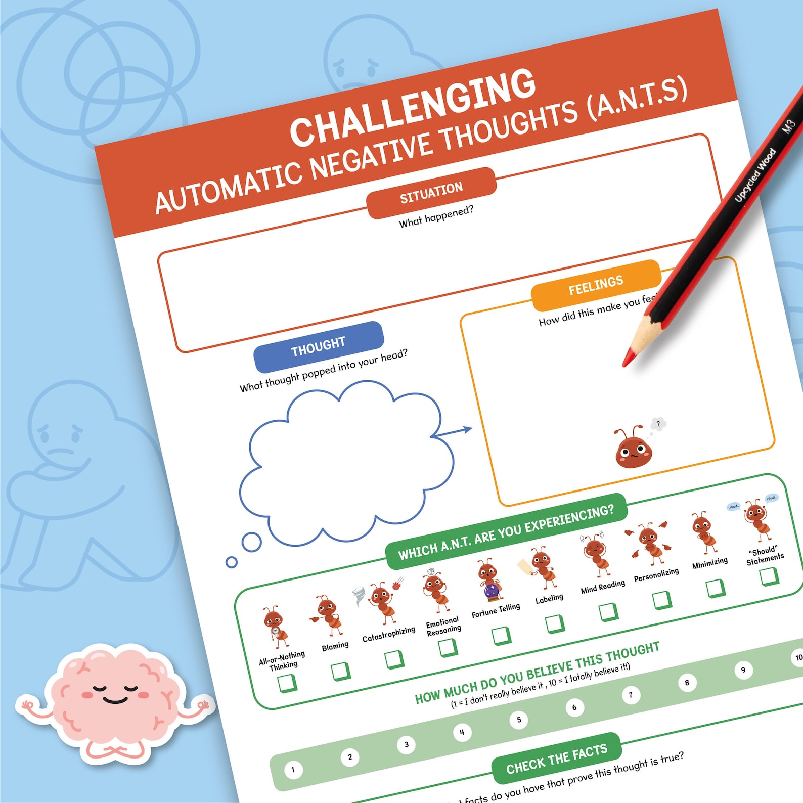 Challenge Automatic Negative Thoughts, Kids Ants Worksheet, Thinking ...