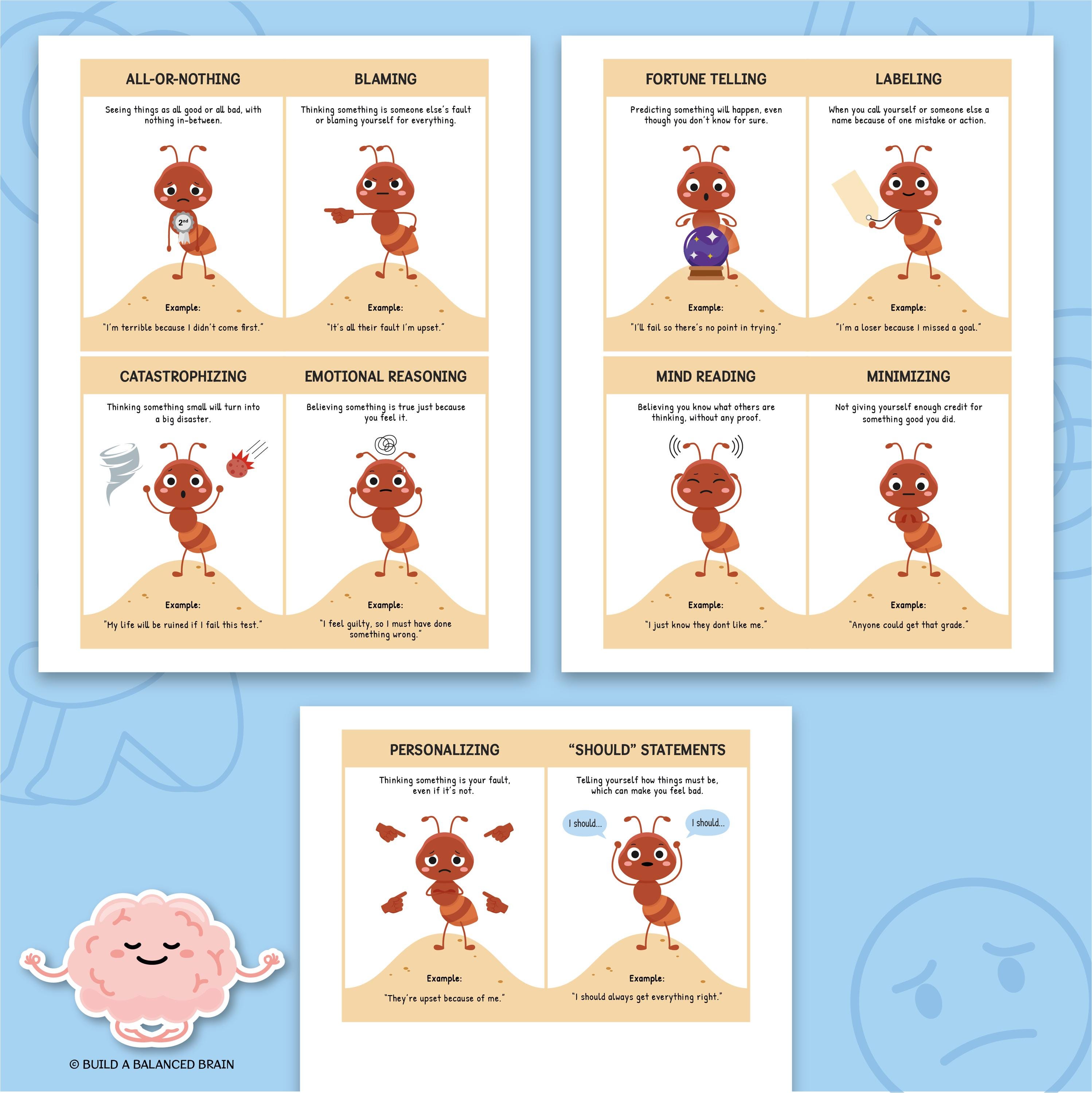 Ants Automatic Negative Thoughts Bundle, Kids Thinking Errors ...