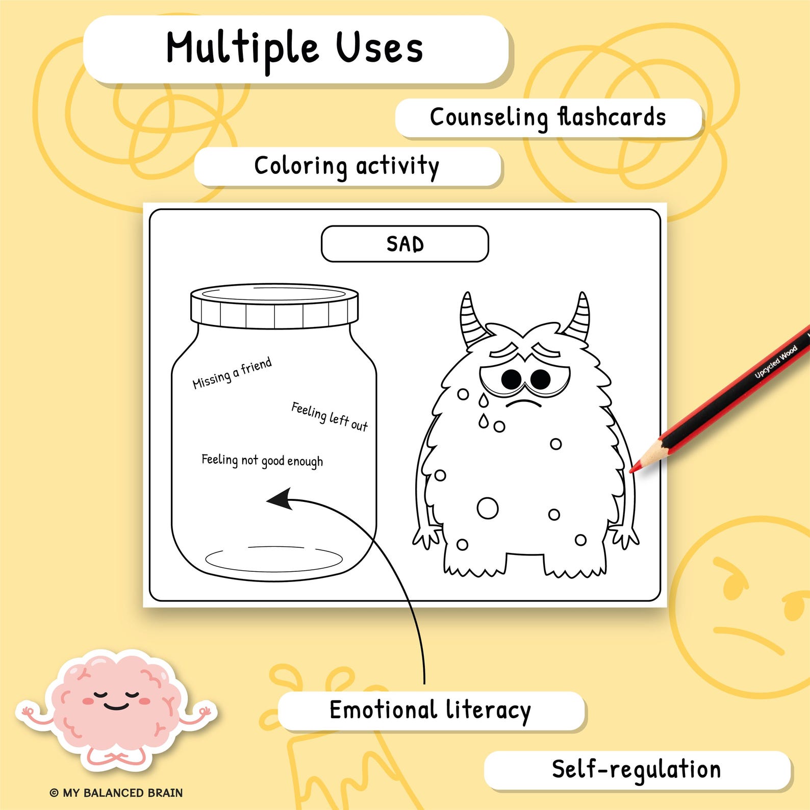 Monster Feelings Jar, 16 Emotions Coloring Activity, Zones of ...